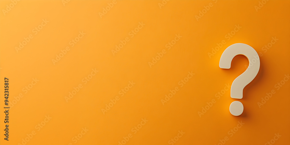 Orange question mark icon banner. Symbol of confusion on vibrant ...