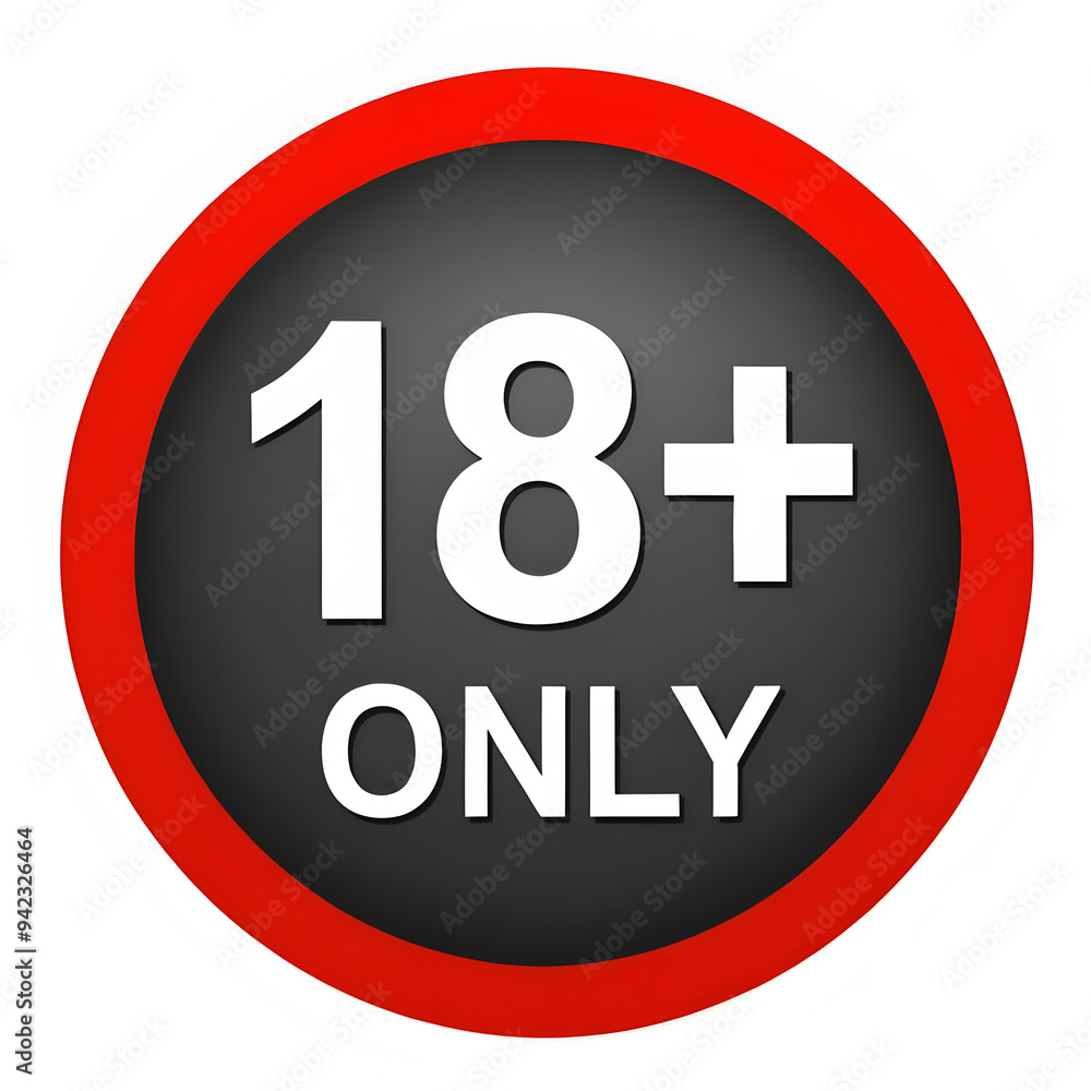 under 18 not allow icon. 18 plus icon. number eighteen in red crossed ...