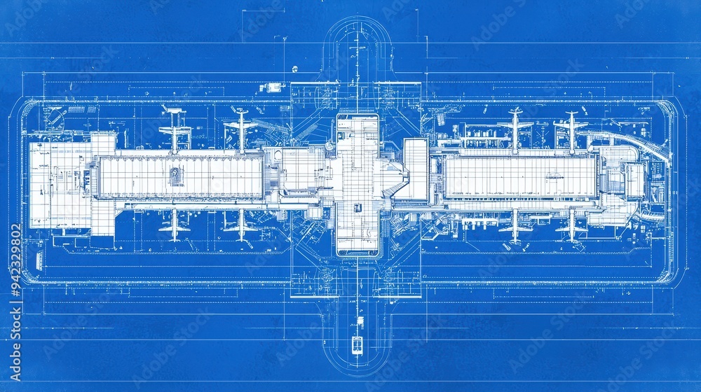 Airport Layout Blueprint Design Plan Construction Stock Illustration ...