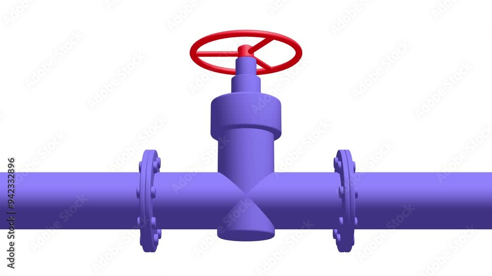 Red valve on the main gas pipeline. Industrial faucet for water, oil ...