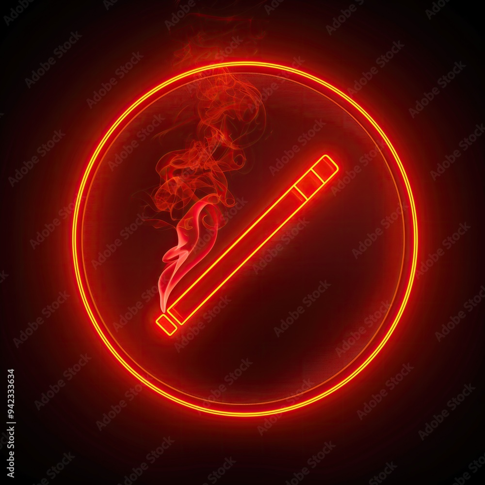 Neon Smoking Area Sign Icon, Isolated Zone Signage, Caution Alert ...