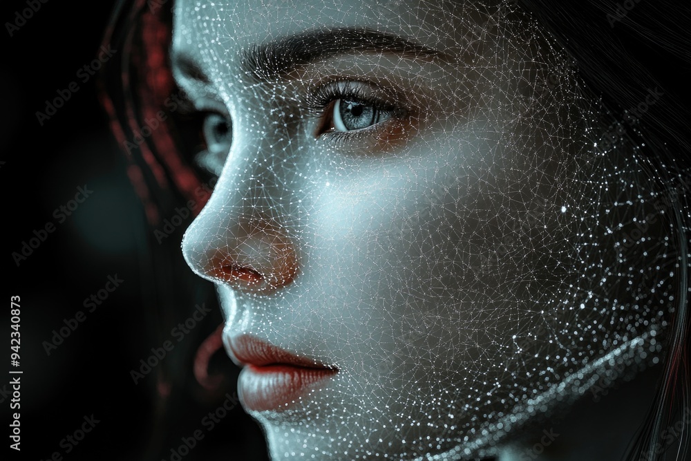 Detailed Female Face with Scan Points: Advanced Face Scanning and ...