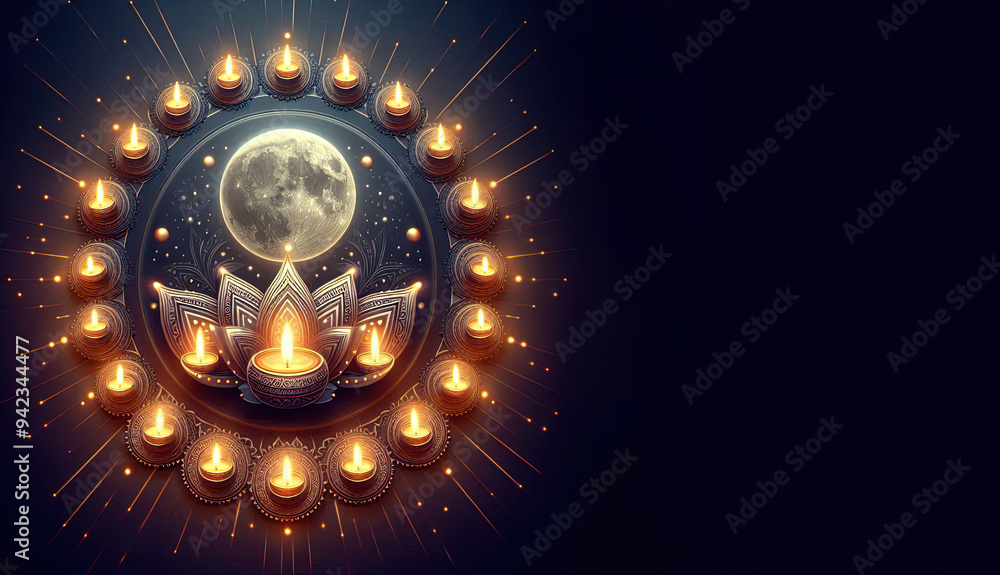 India Sharad Purnima Full Moon Night Background Illustration of the ...