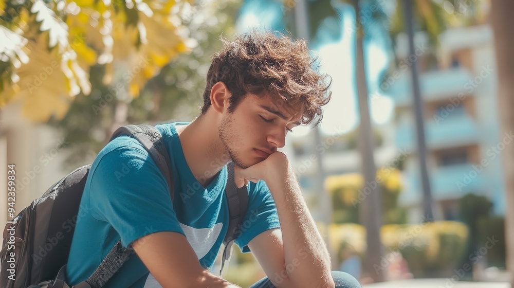 Student, mental health and depression with anxiety, burnout and sad for ...