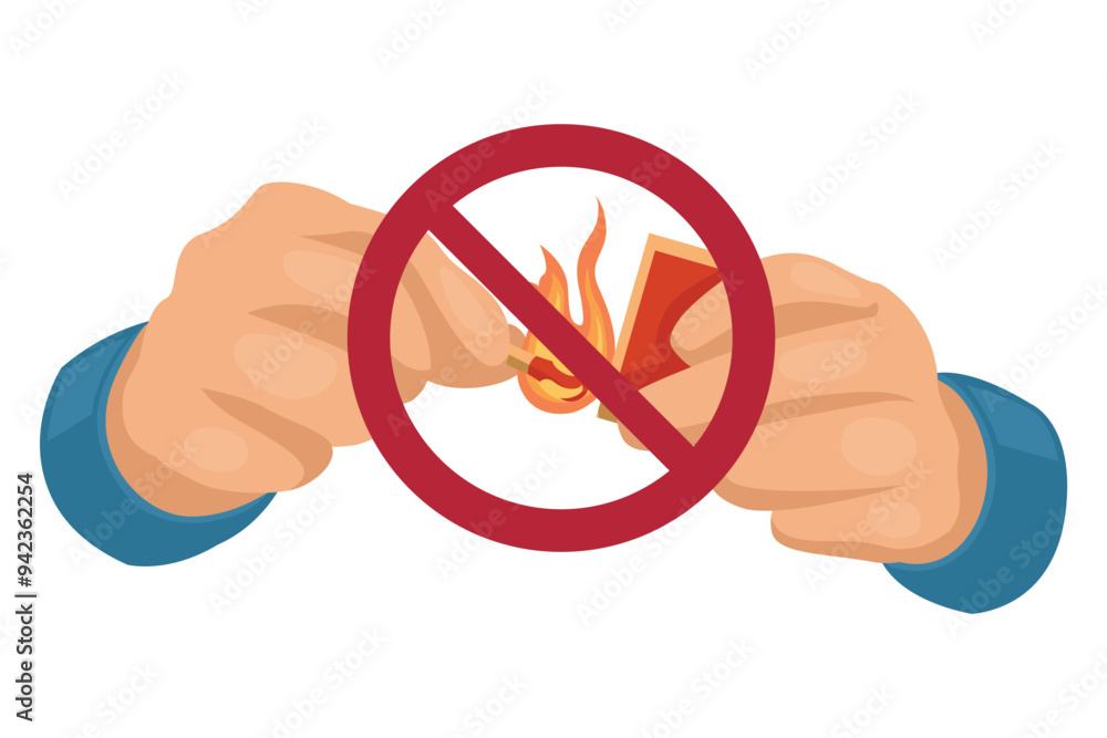 Prohibition sign No open flame; Fire, open ignition source and smoking ...