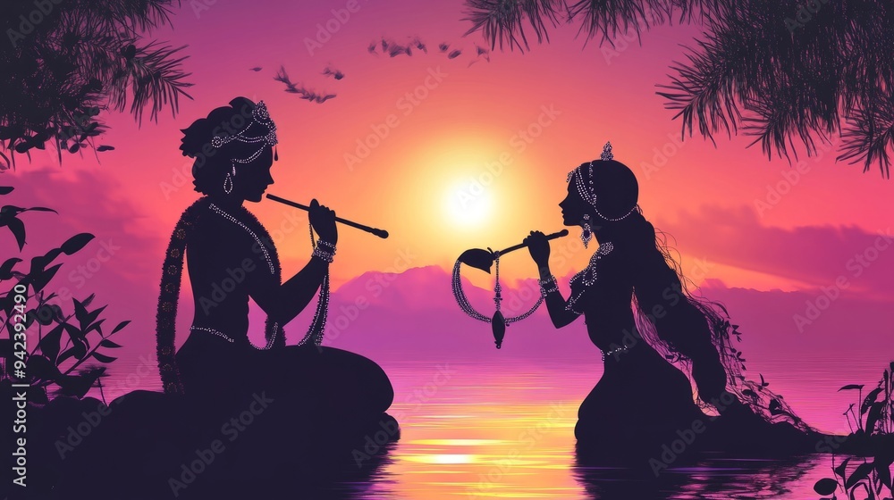 India, religion, Lord Krishna, silhouette silhouette, God Krishna ...