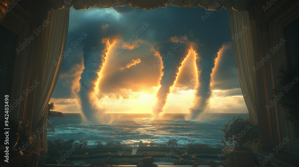 Photo & Art Print Three waterspout tornadoes formed on the surface ...