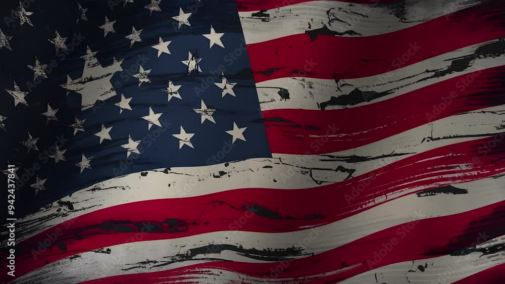 American flag wave motion video background, USA flag waving banner ...