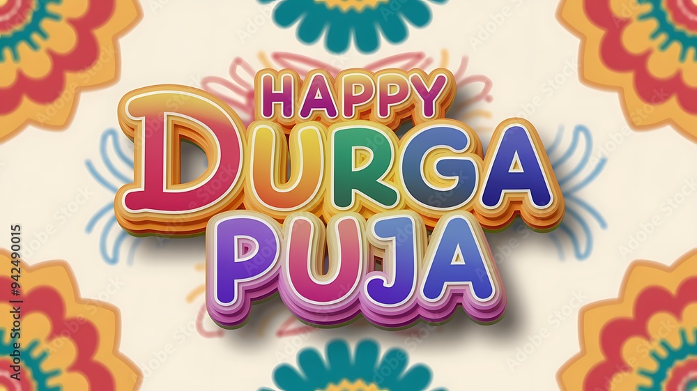 Durga Puja, Happy Durga Puja, typography, Durga, Puja, 3d, Text, Durga ...
