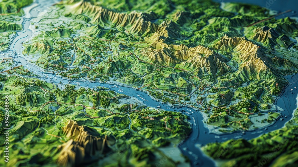 Poland Topographic Map 3d realistic Poland map Color texture and Rivers ...