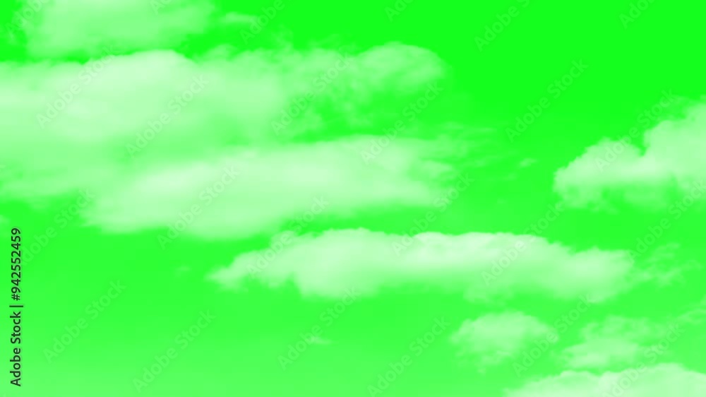moving cloud transparent screen, alpha channel, green screen, Flying through the clouds ...