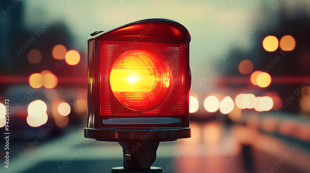 red emergency siren urgency alert and security police attention light ...