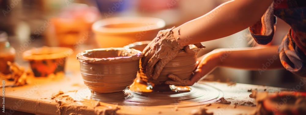 Clay artistry: pottery, practice of molding clay into various forms ...