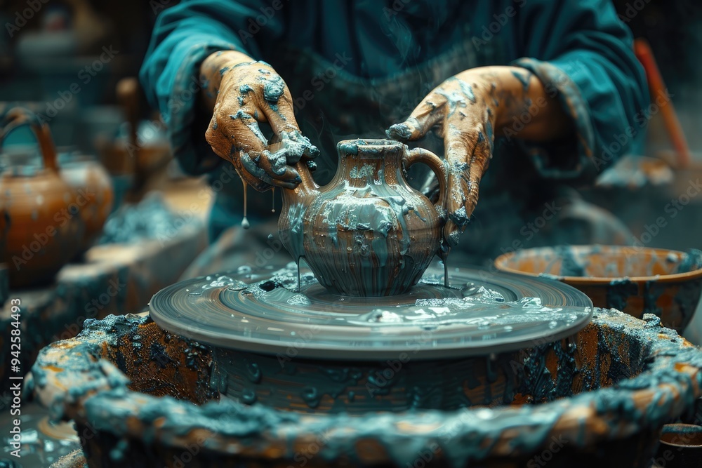 Clay artistry: pottery, practice of molding clay into various forms ...