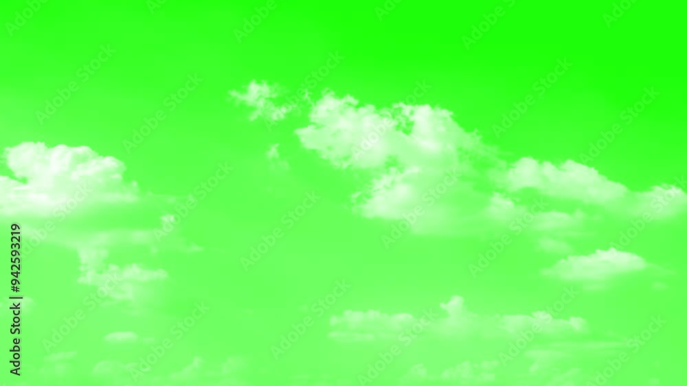Animated Clouds Moving Fast on Green Screen, Moving white clouds with ...