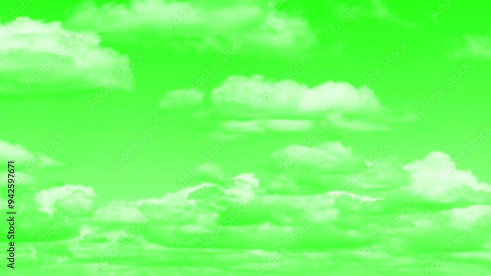 Animated Clouds Moving Fast on Green Screen, Moving white clouds with ...