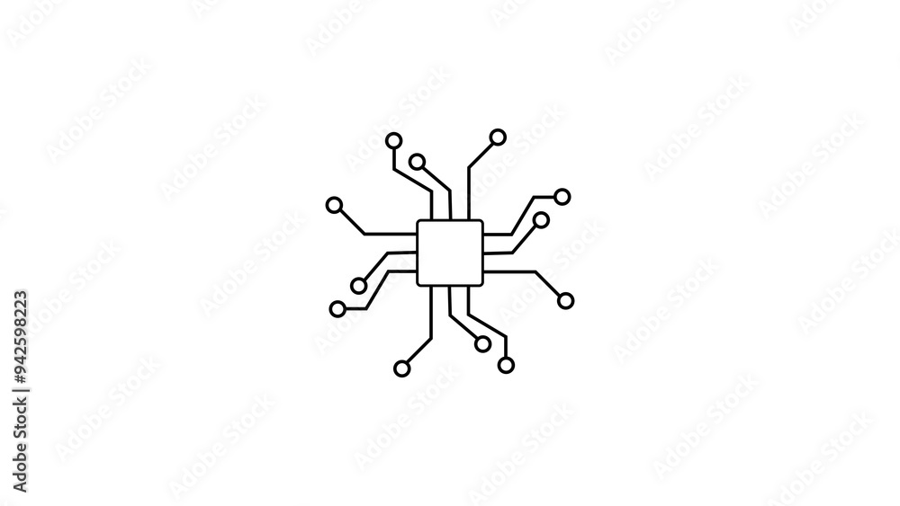 computer processor icon black color 4k illustration. simple logotype ...
