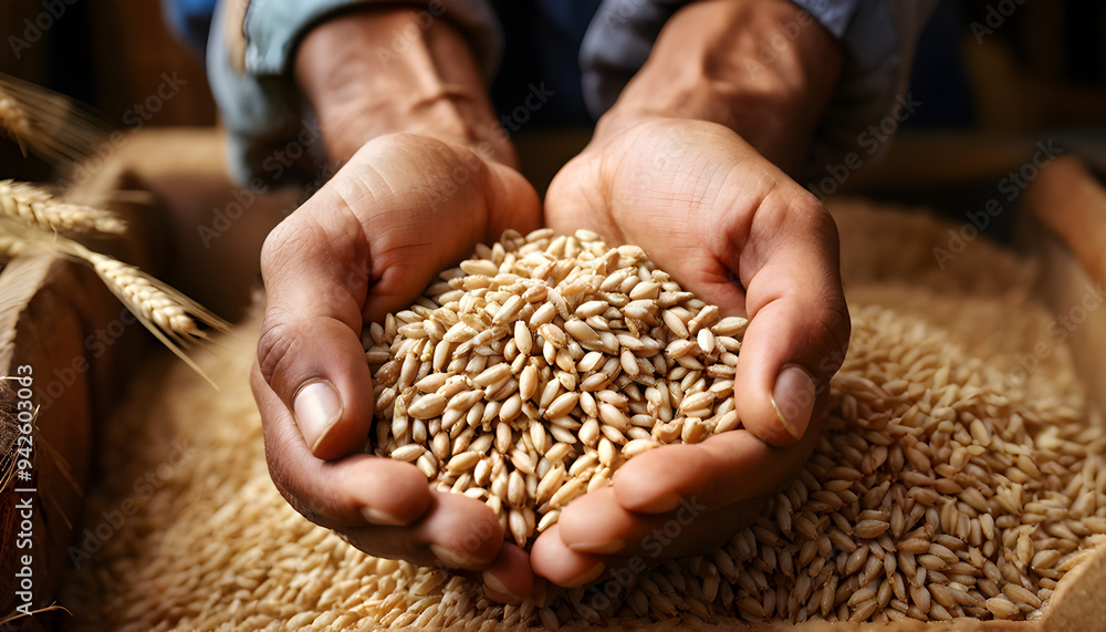 Handful of Wheat seed grains Farming Cereal Crop Food Harvest Organic ...