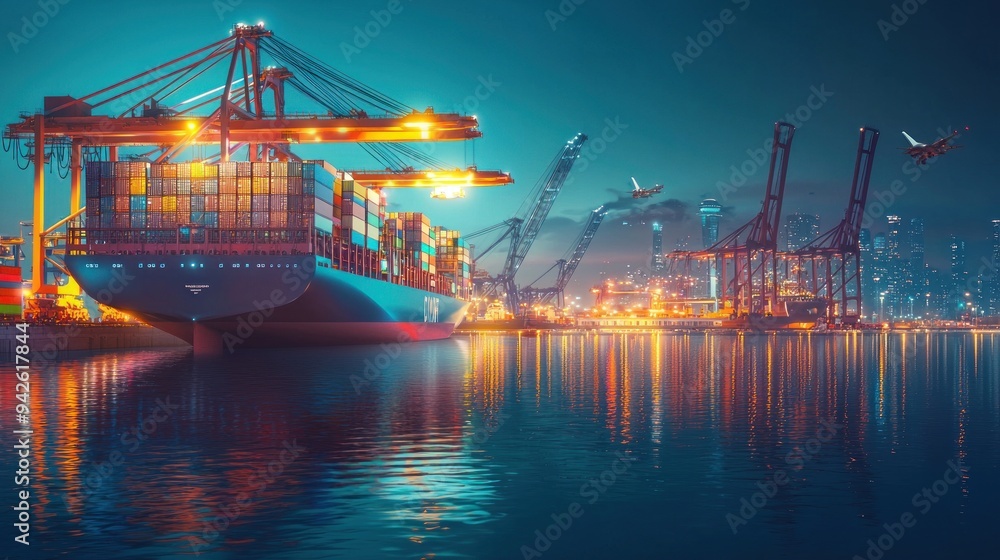 Global business logistics import export of containers cargo freight ...