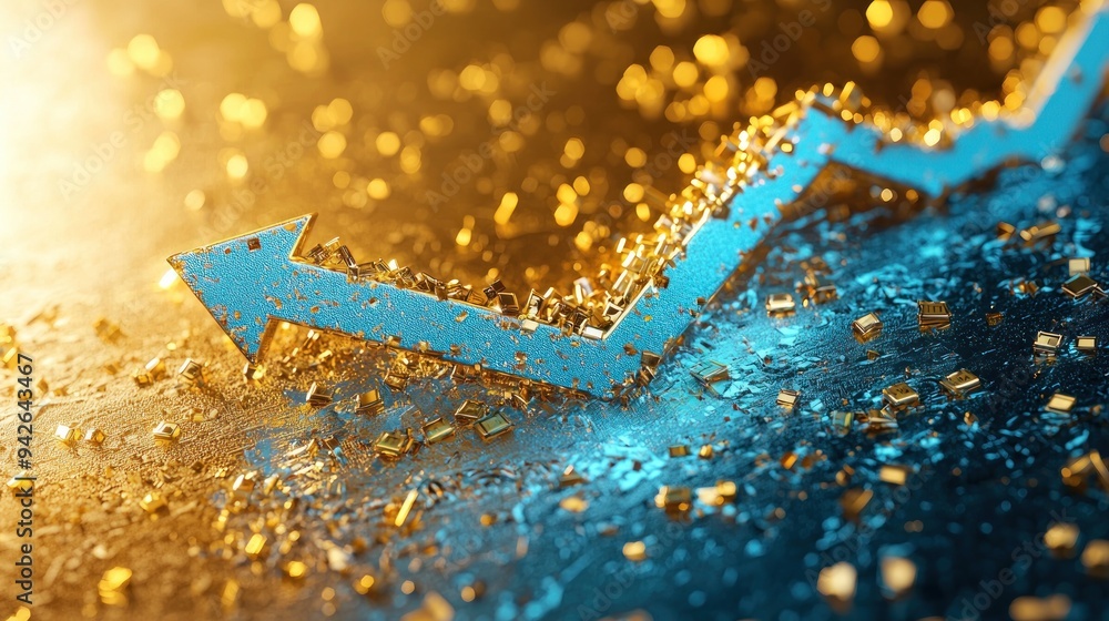 Blue curved arrow of money rising trend Interest percentage increase ...