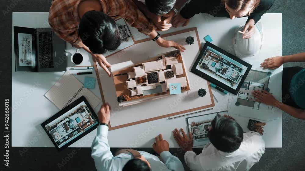 Top view of manager shaking hand and clapping hands to celebrate ...