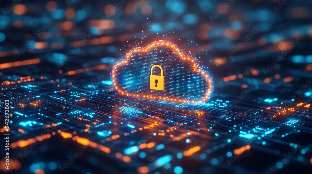 digital-themed image depicting cloud security and data storage ...
