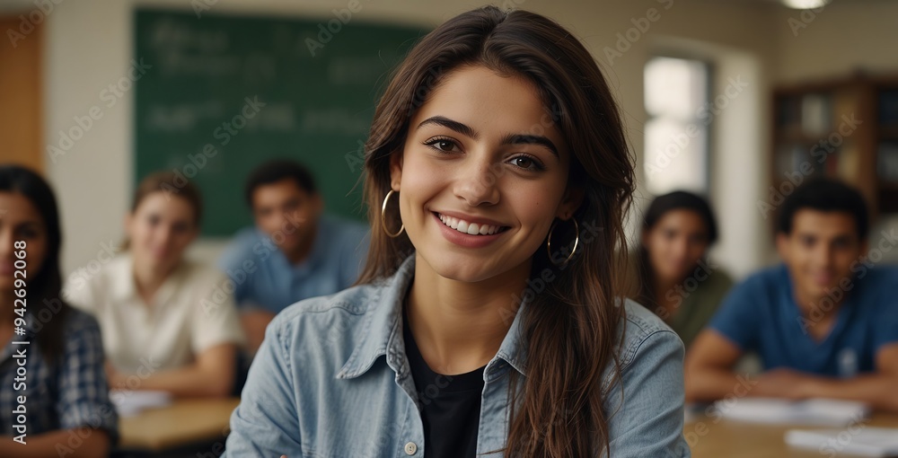 Pretty middle eastern college student smiling to the camera Beautiful ...