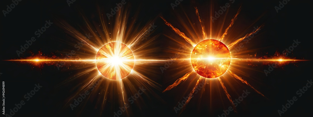 High-resolution sun flare overlay on a transparent background with ...