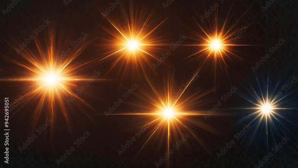 High-resolution sun flare overlay on a transparent background with ...