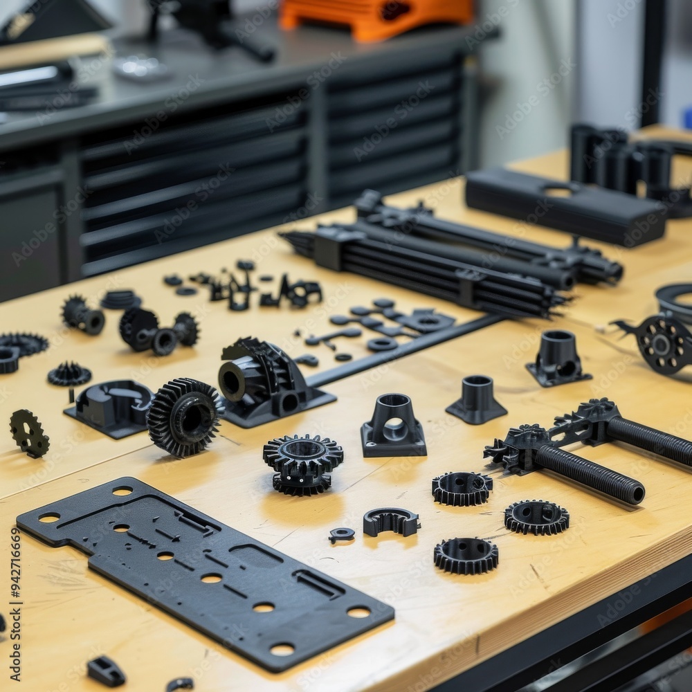 Precision Crafted: An array of intricate 3D printed parts meticulously ...