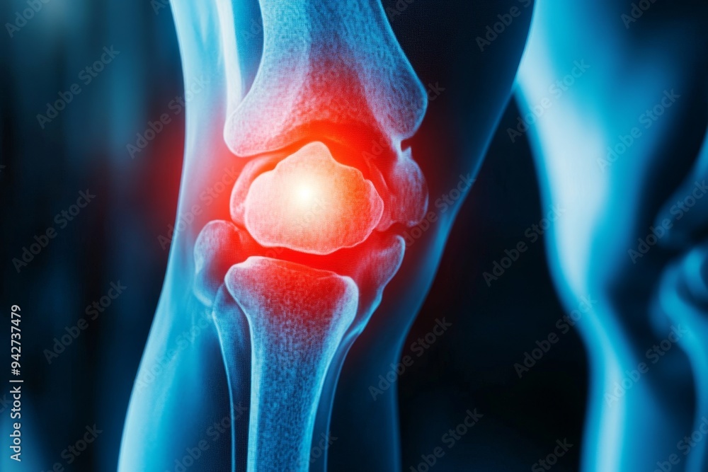 3d medical imaging of knee anatomy highlighting pain and injury in ...