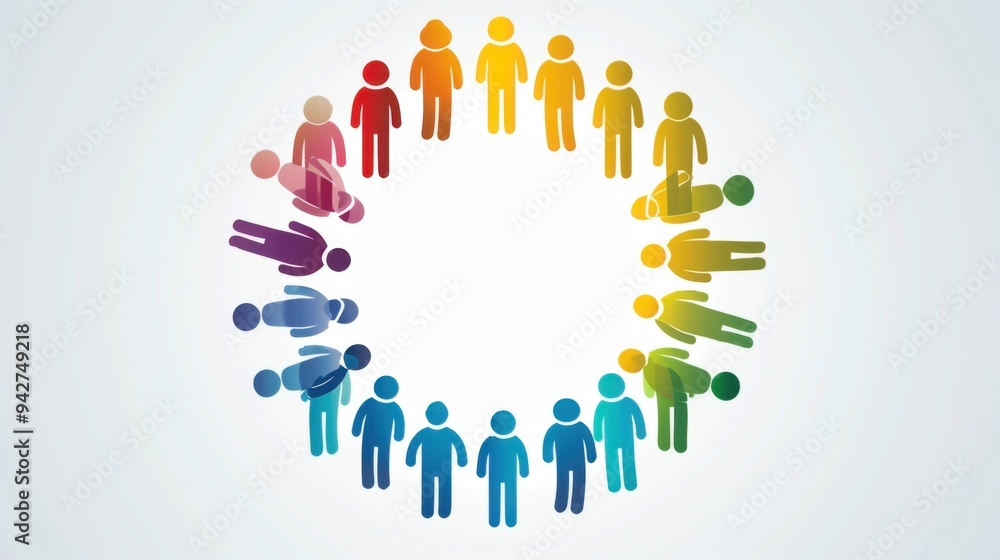 Circular diagram template design showing people social team connections ...