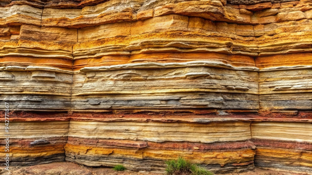 Sedimentary rock layers with sandstone, shale, and limestone Stock ...