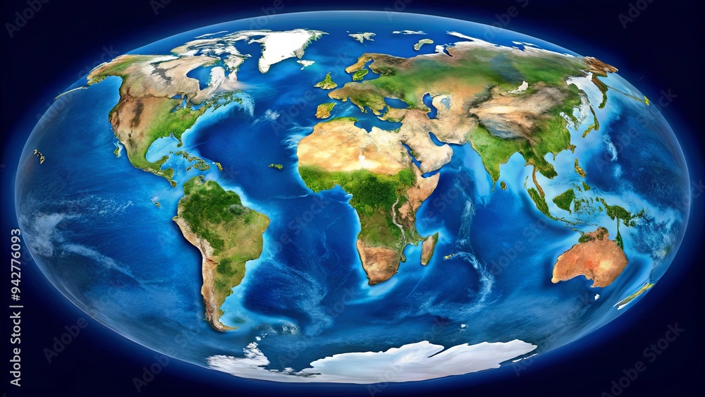 Detailed map of the Earth's surface in deep blue colors, showcasing the ...