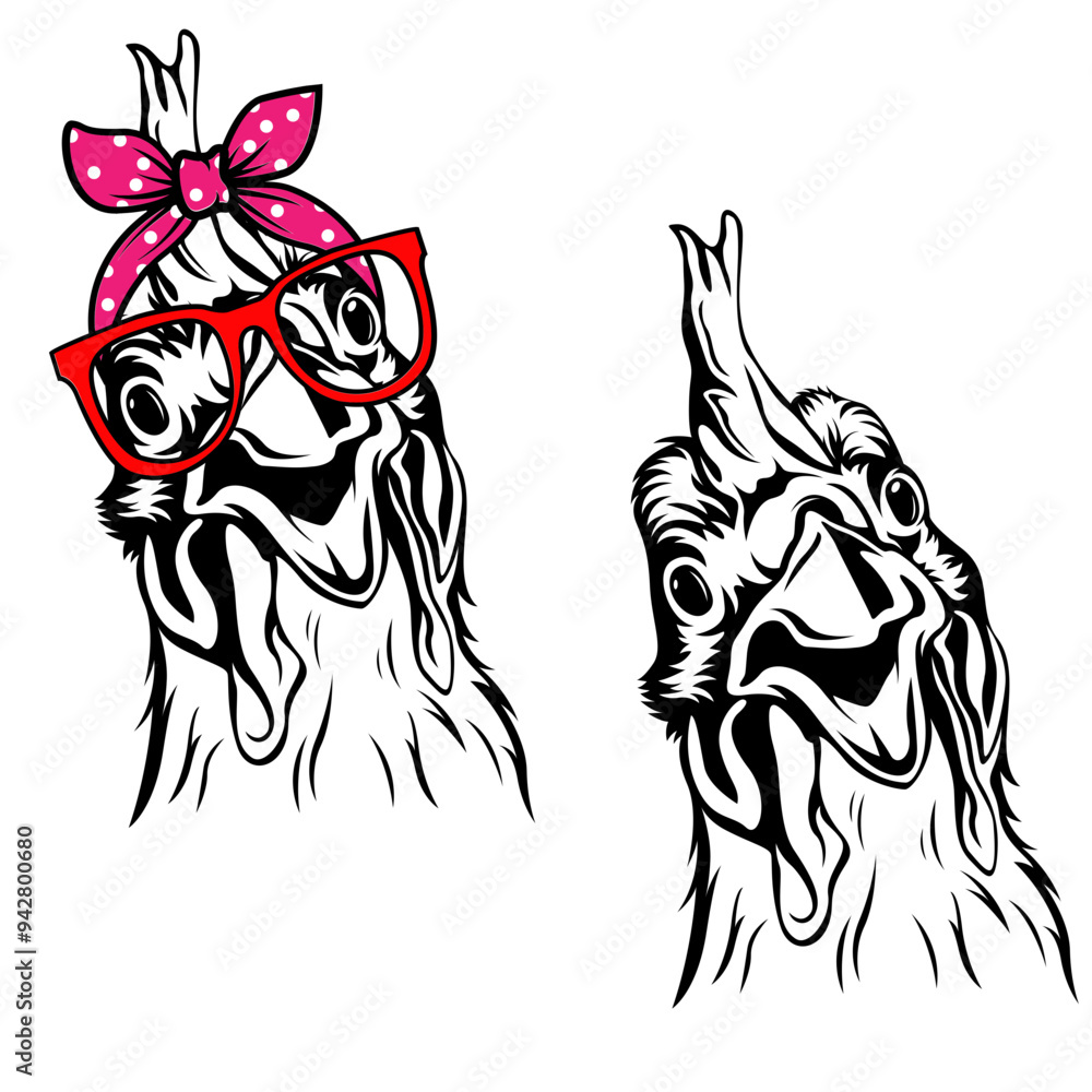Chicken | 2 Chicken Face| Chicken with Sunglasses | Farm Animal ...