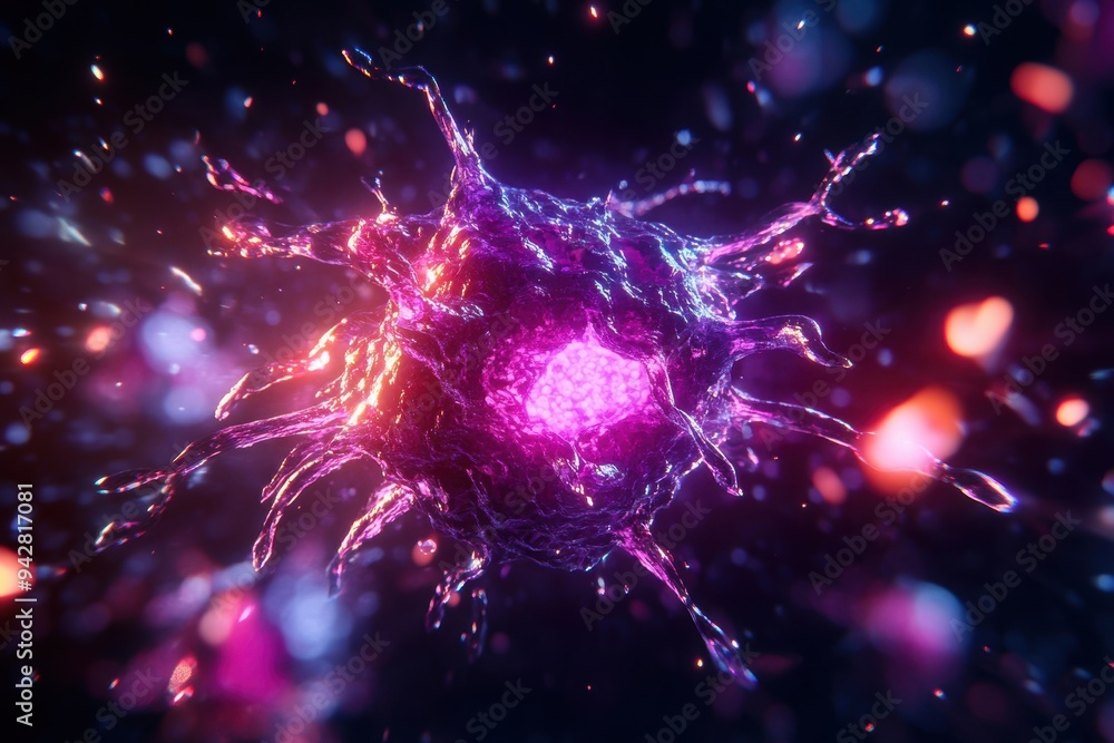 Poster A detailed medical illustration shows a cancer cell shrinking ...