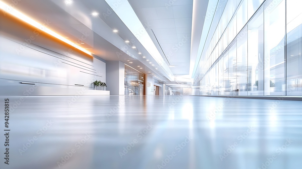 Modern Exhibition Hall with Sleek Architectural Features, Blurred ...