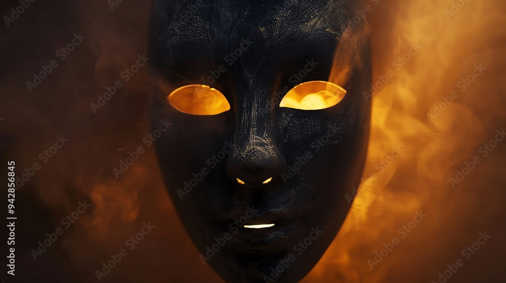 Creepy mask with eerie lighting, creating a chilling scene with ample ...