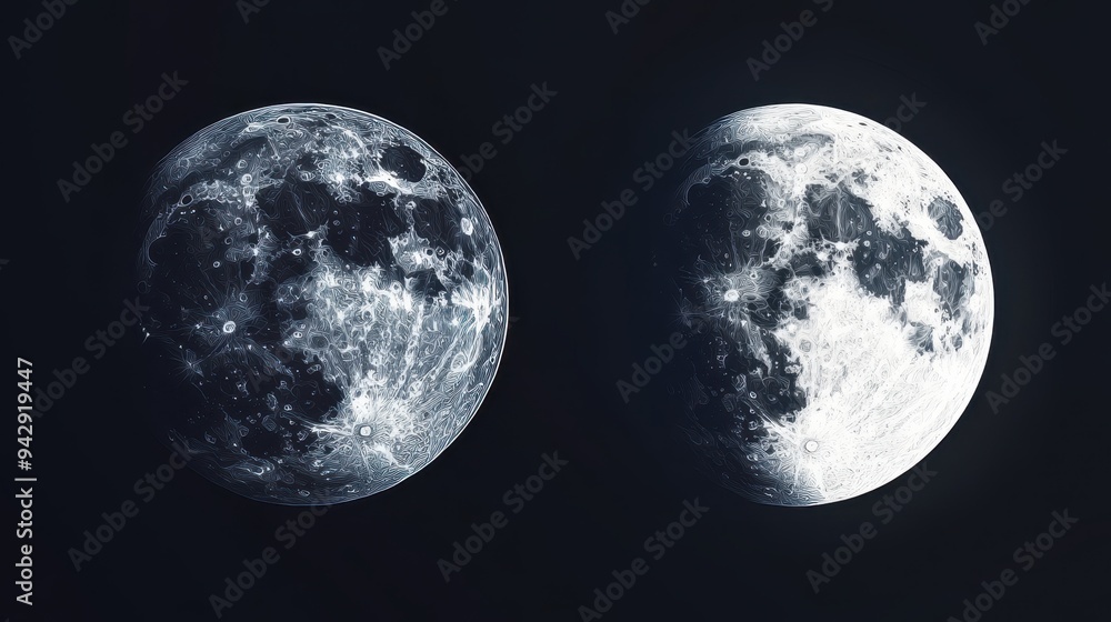 Full moon phases vector design set,This image is an image of the ...