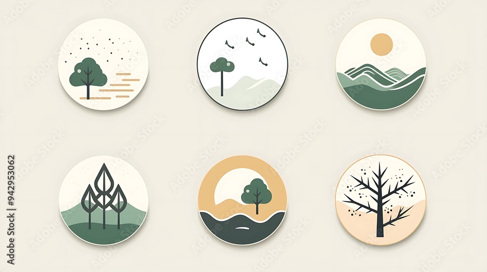 Modern organic logos featuring nature-inspired shapes and soft color ...