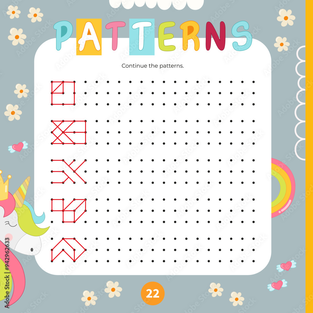 Activity page for kids – continue pattern. Preschool printable game for ...