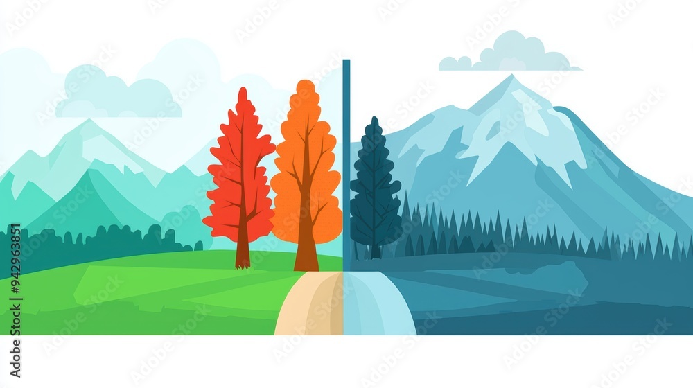 Greenhouse gas reduction flat design side view climate policy theme ...