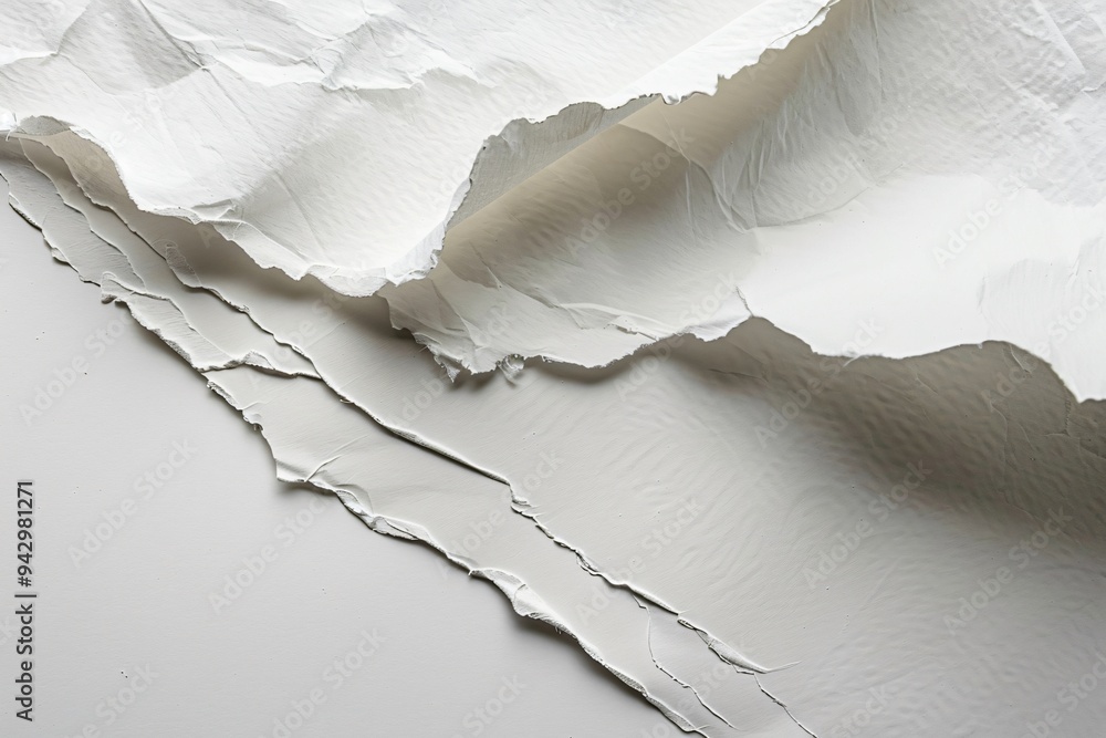Crumpled white paper texture background with realistic creases and ...