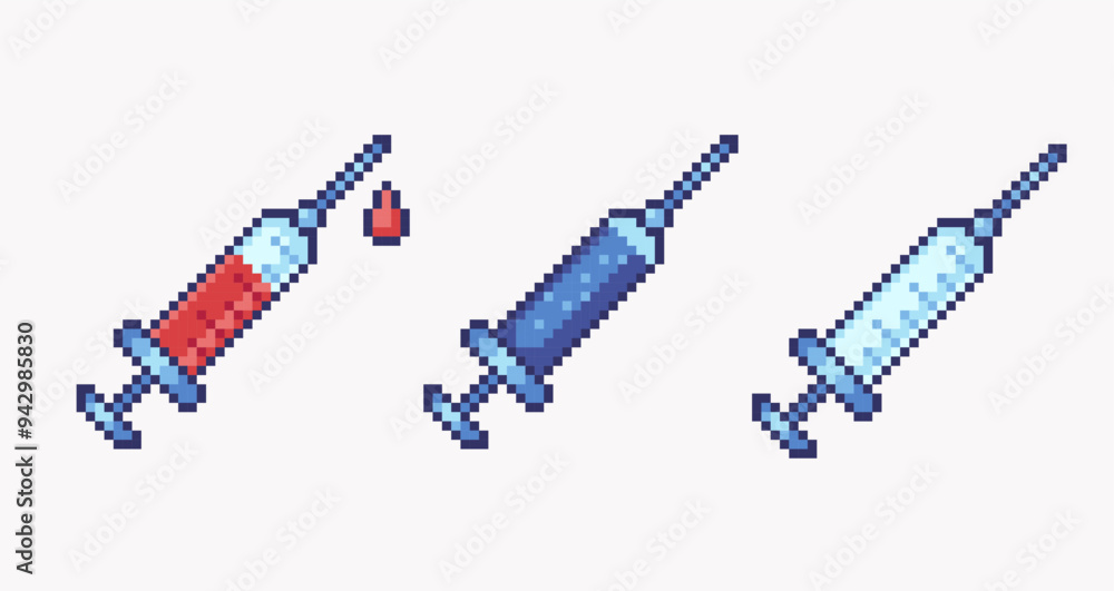 Poster Empty, full syringe pixel art set – Wall Art | UkPosters