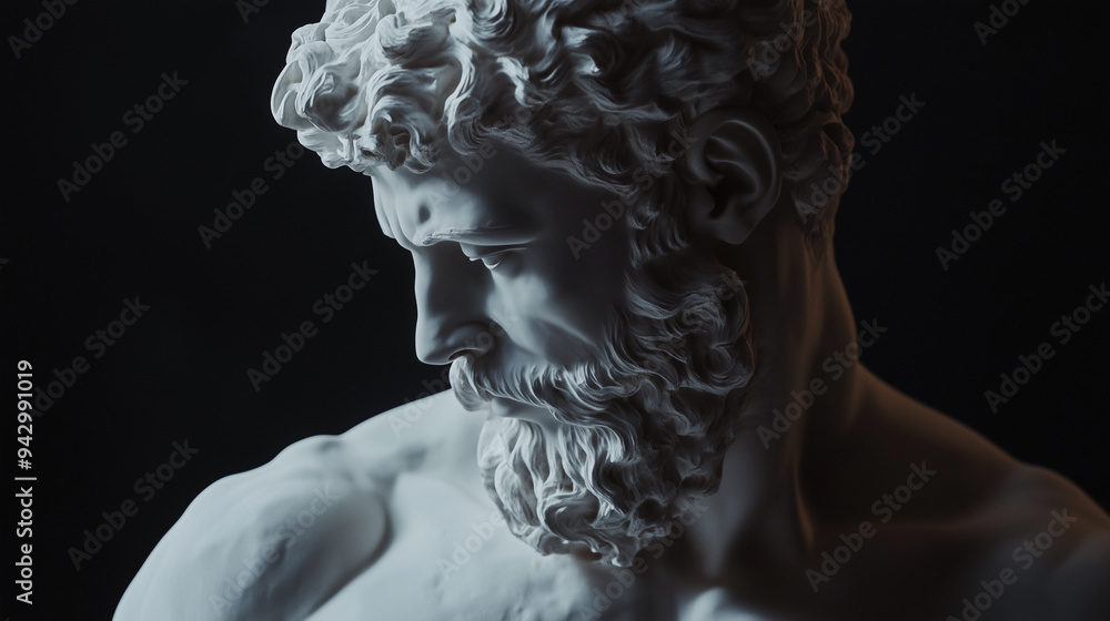 Dramatic Marble Sculpture of a Mythical Hero Emerging from Chaos ...