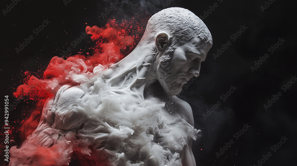 Dramatic Marble Sculpture of a Mythical Hero Emerging from Chaos ...