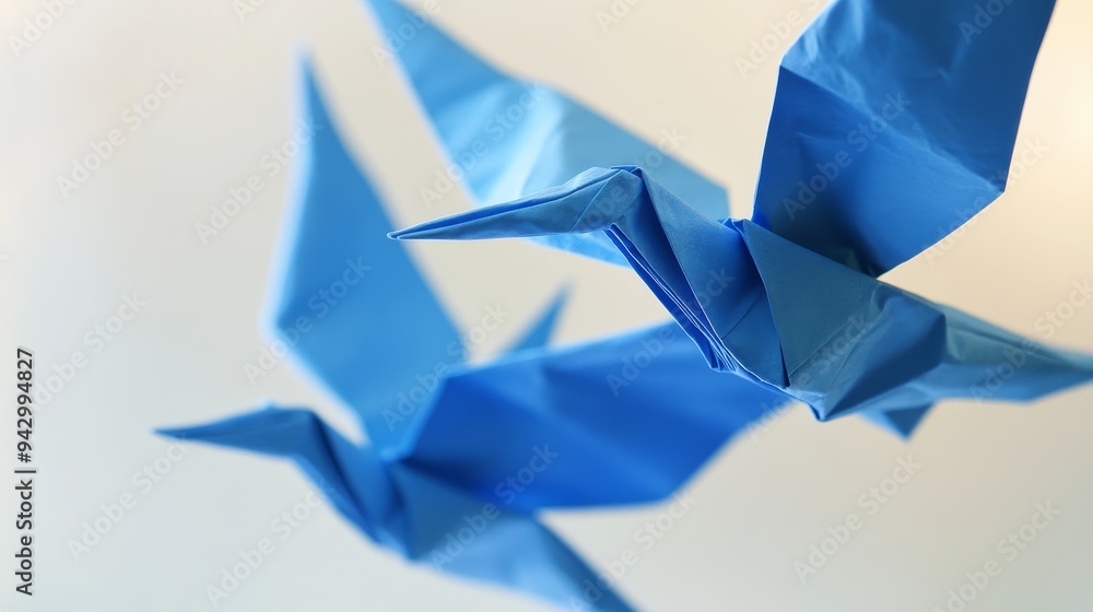 Unlock your greatness and soar to new heights. Blue origami sculptures ...