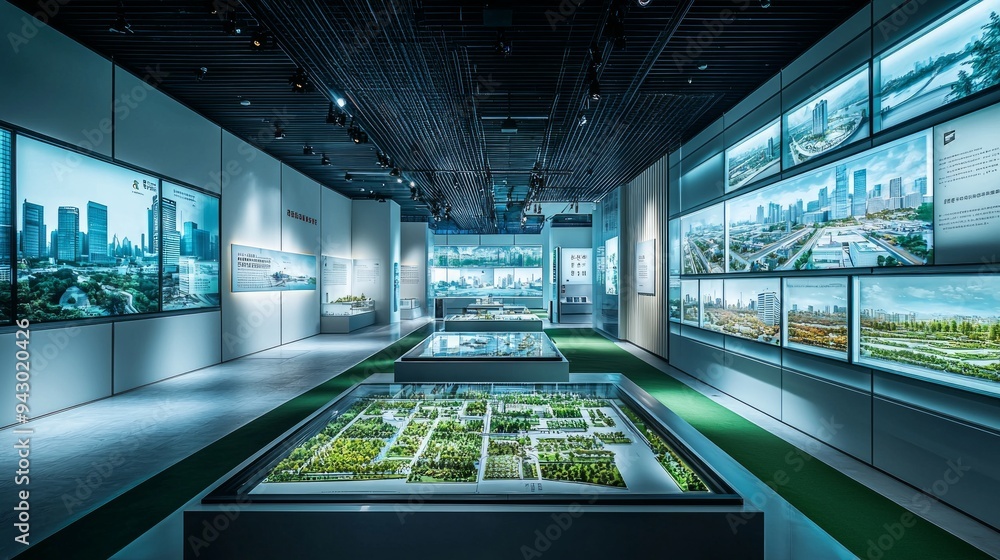 Exhibition hall of city and urban planning museum features interactive ...