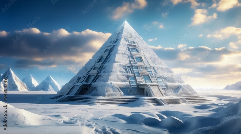 Pyramid at the South Pole Covered with Sparkling Snow. Antarctica ...