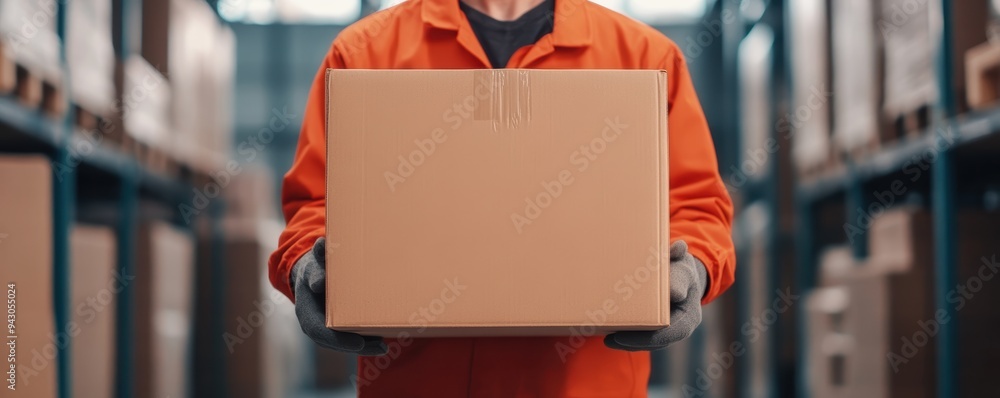 Warehouse employee demonstrating safe lifting techniques with a box ...